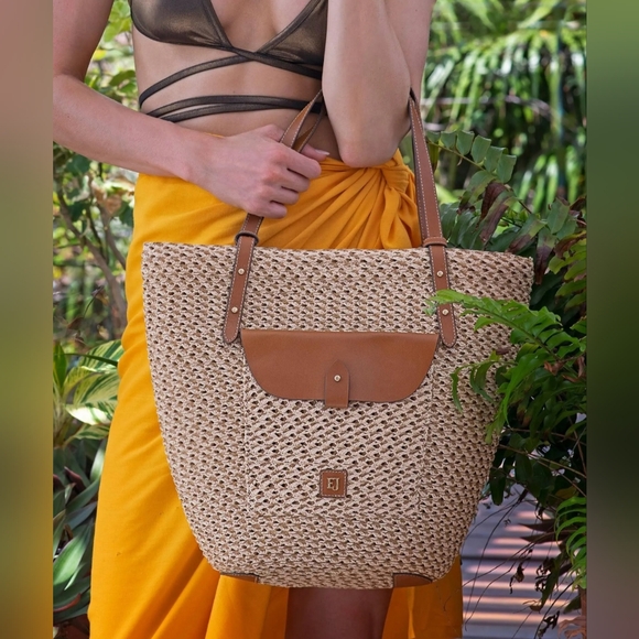 Eric Javits | Bags | Eric Javits 2p Wicker Straw Tote Satchel Pouch ...